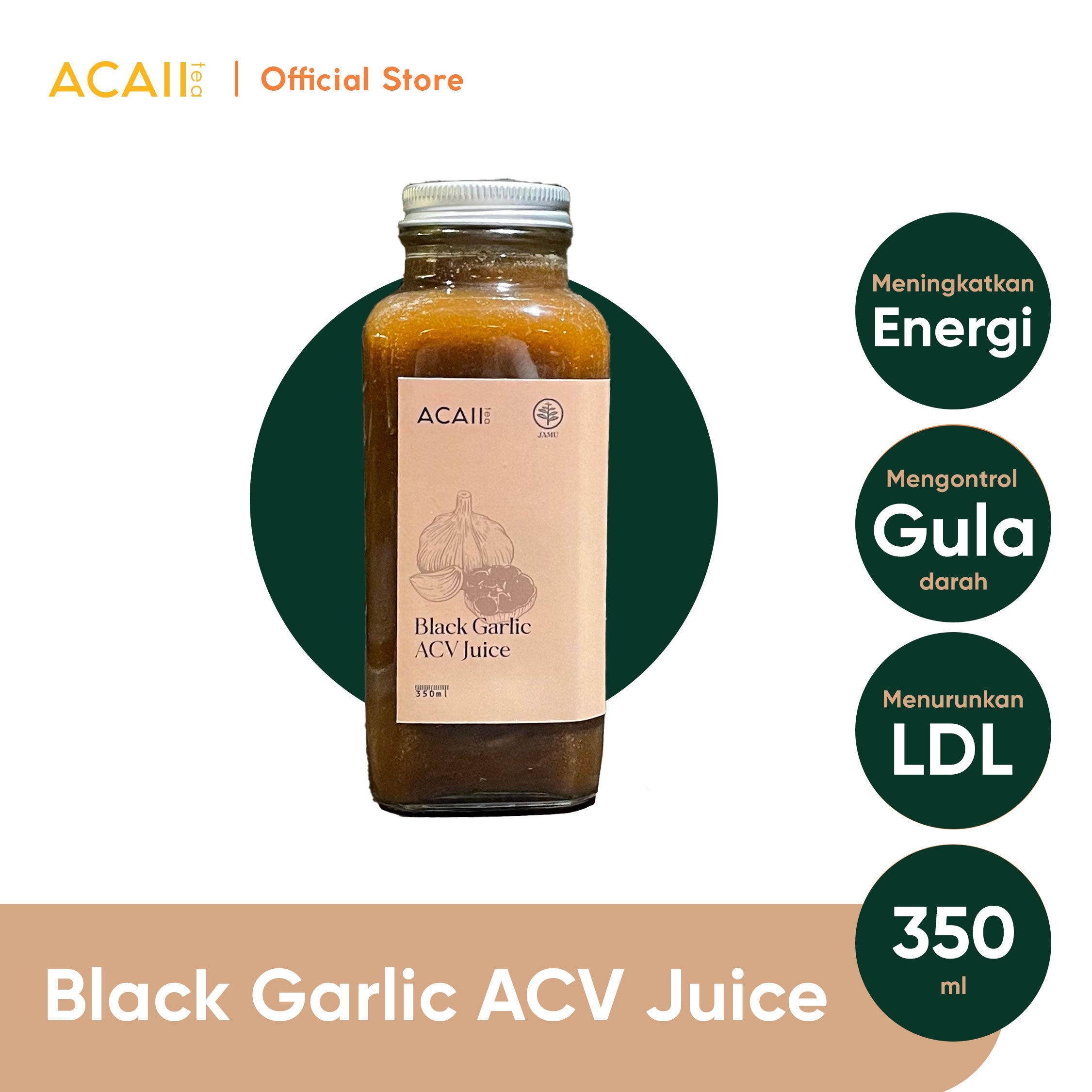Acaii Tea Black Garlic ACV Juice 350ml / Jus Bawang Hitam Cuka Apel