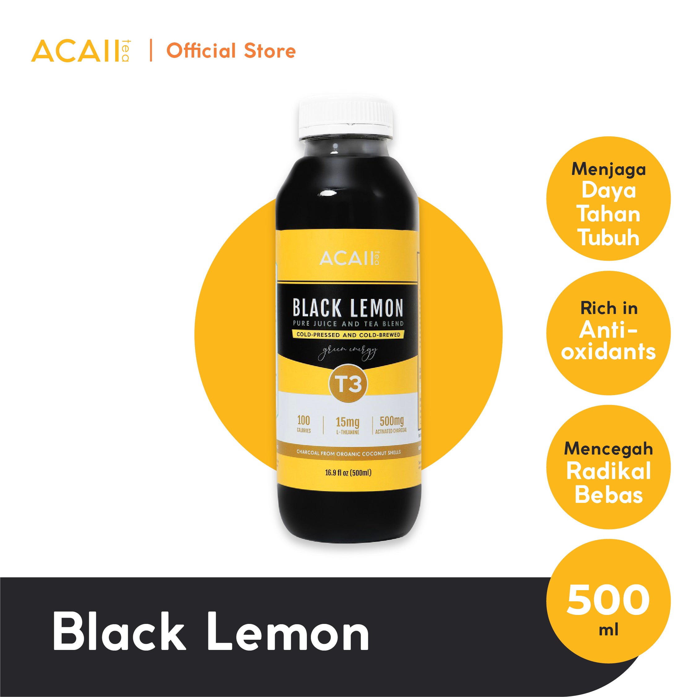 T3 Black Lemon 500ml – Acaii Tea
