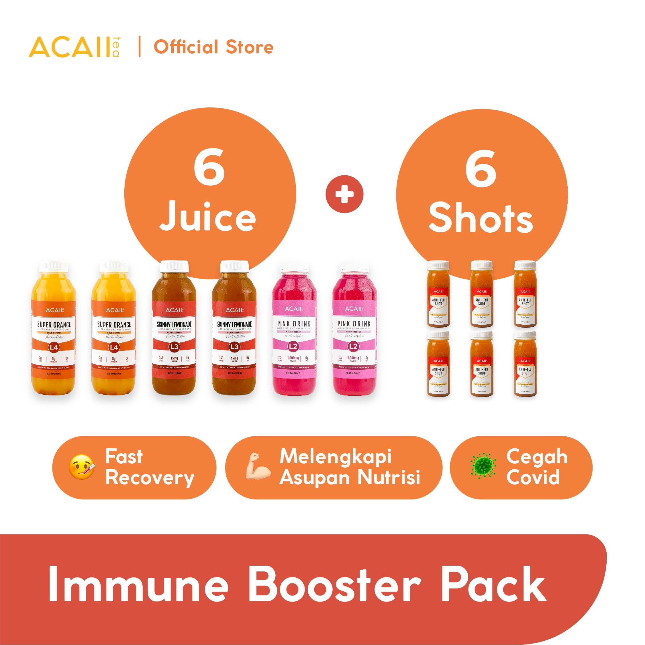 Immune Booster Pack 6x500ml & 6x140ml – Acaii Tea